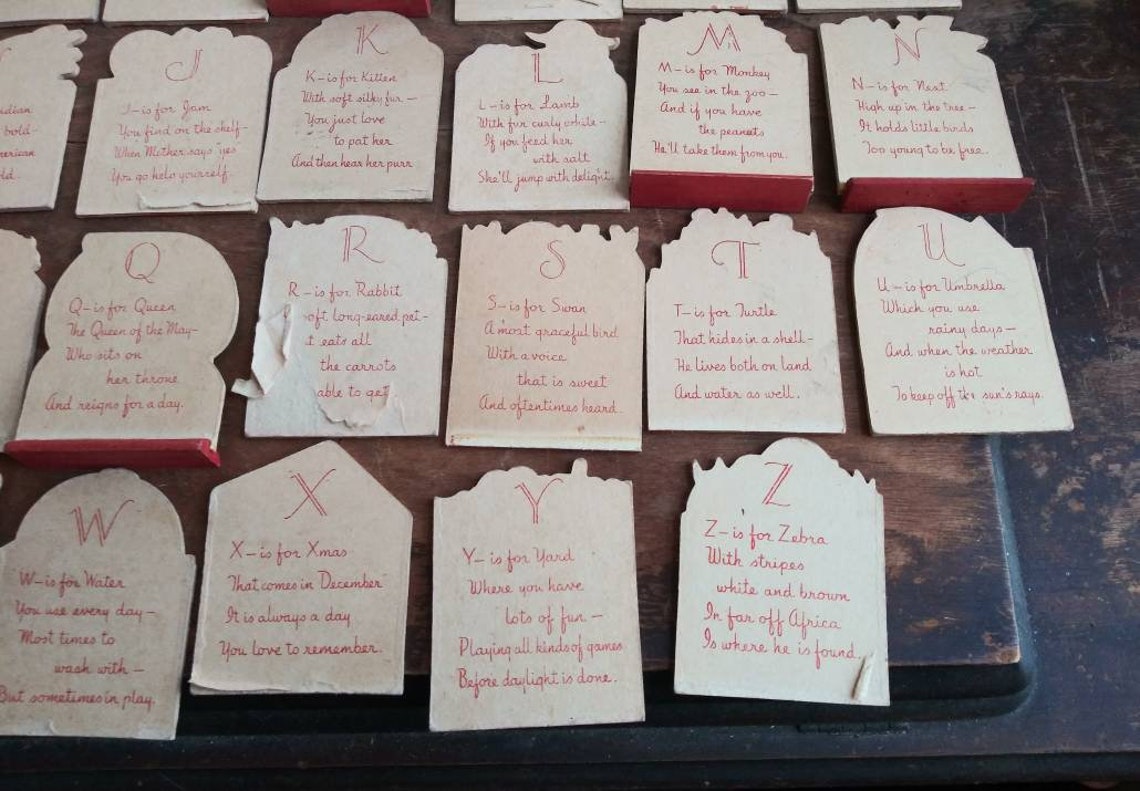 Vintage Toy Alphabet Spelling Primitive Letters Pictures Poems - Etsy