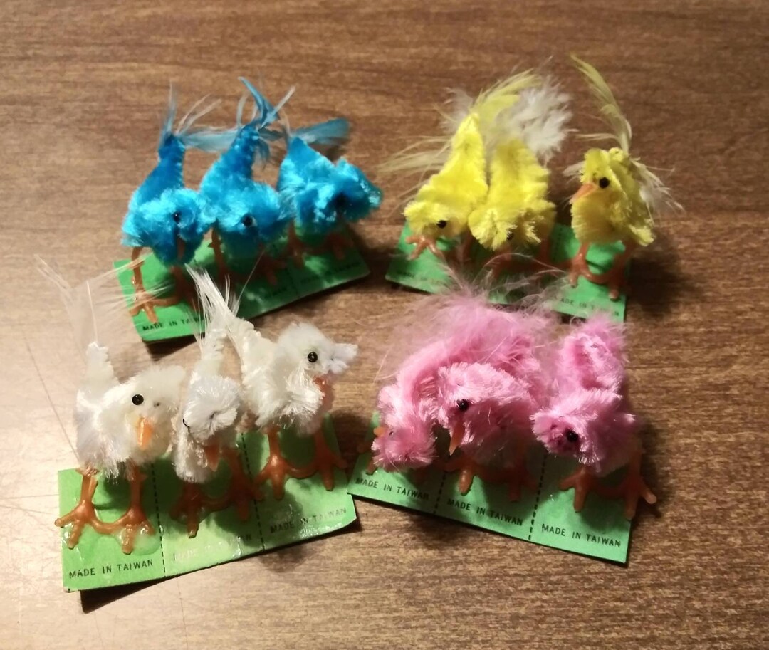 Vintage Chenille Chicks Colorful Easter Chick Lot for Crafting Cute ...