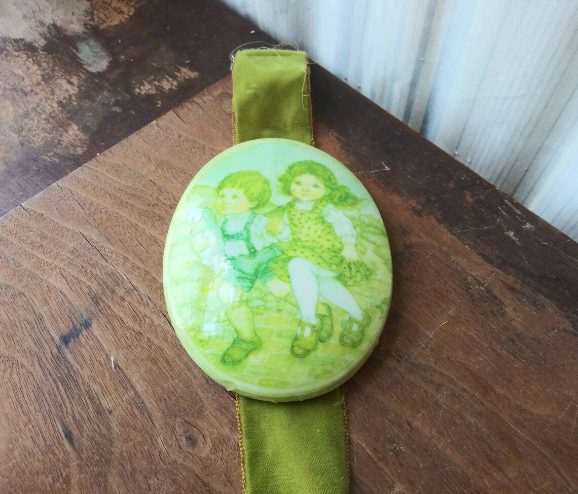 Vintage Wall Hanging on Tattered Velvet Ribbon Ceramic - Etsy