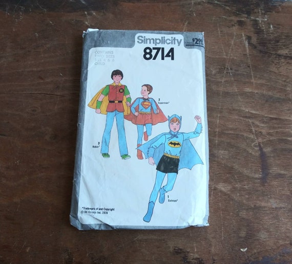 Vintage Sewing Pattern Batman Robin Superman Halloween Costume - Etsy