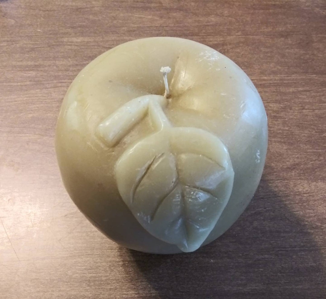 Giant Vintage Candle Huge Chunky Apple Candle 70's Natural Decor Fruit ...