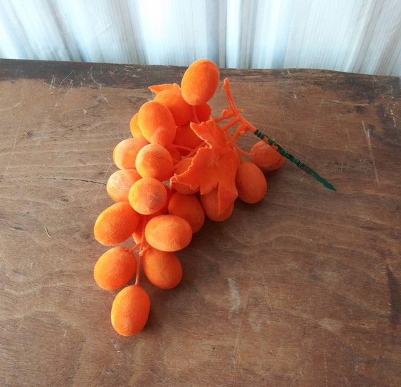 Vintage Velvet Grapes Fuzzy Bright Orange Grape Cluster Bunch - Etsy