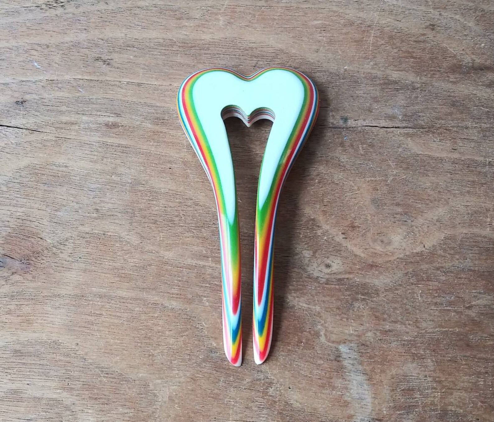 Vintage Rainbow Heart Hair Comb Thick Arched Heart Shaped Comb - Etsy