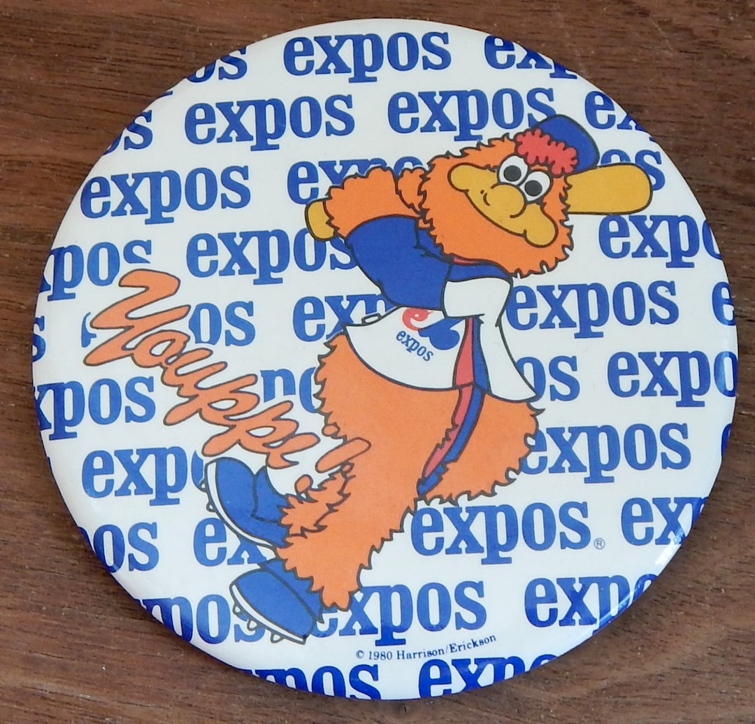 Vintage Pinback Button 1980 Montreal Expos Youppi Baseball Mascot Badge ...