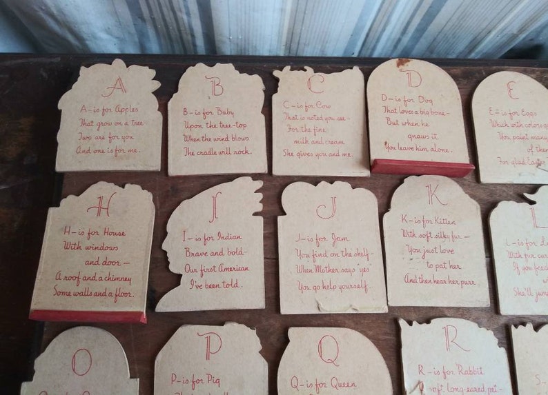 Vintage Toy Alphabet Spelling Primitive Letters Pictures Poems - Etsy