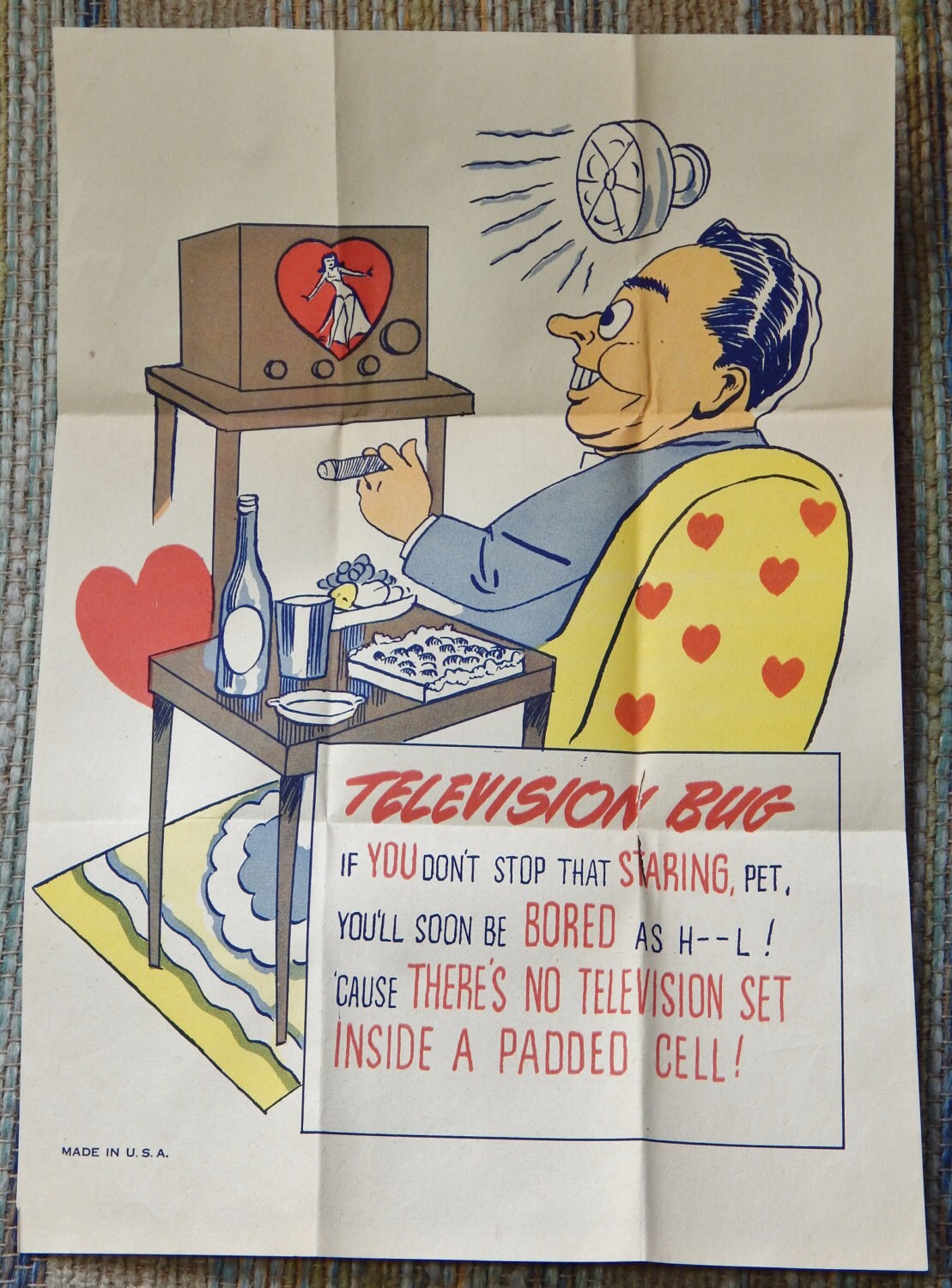 Vintage Ephemera Vinegar Valentine Television Bug 50's Mid - Etsy