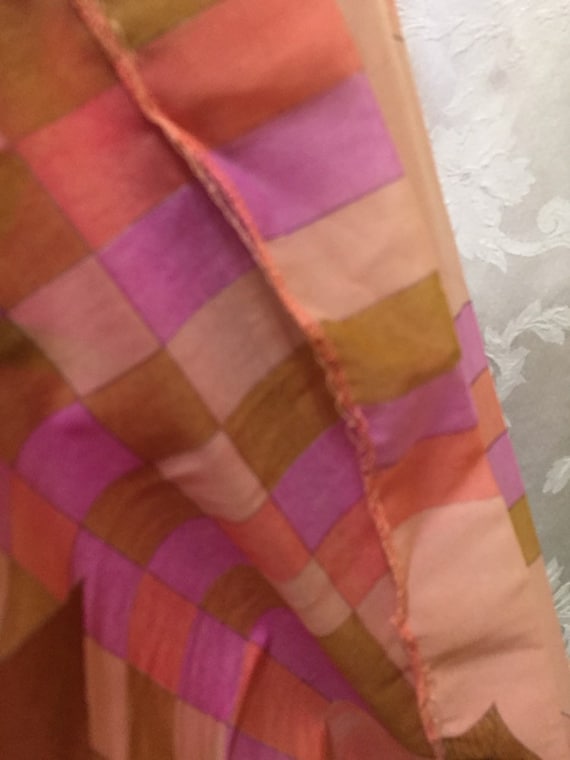 Vintage Sheer Open Blouse Shell Orange Hot Pink Flora… - Gem