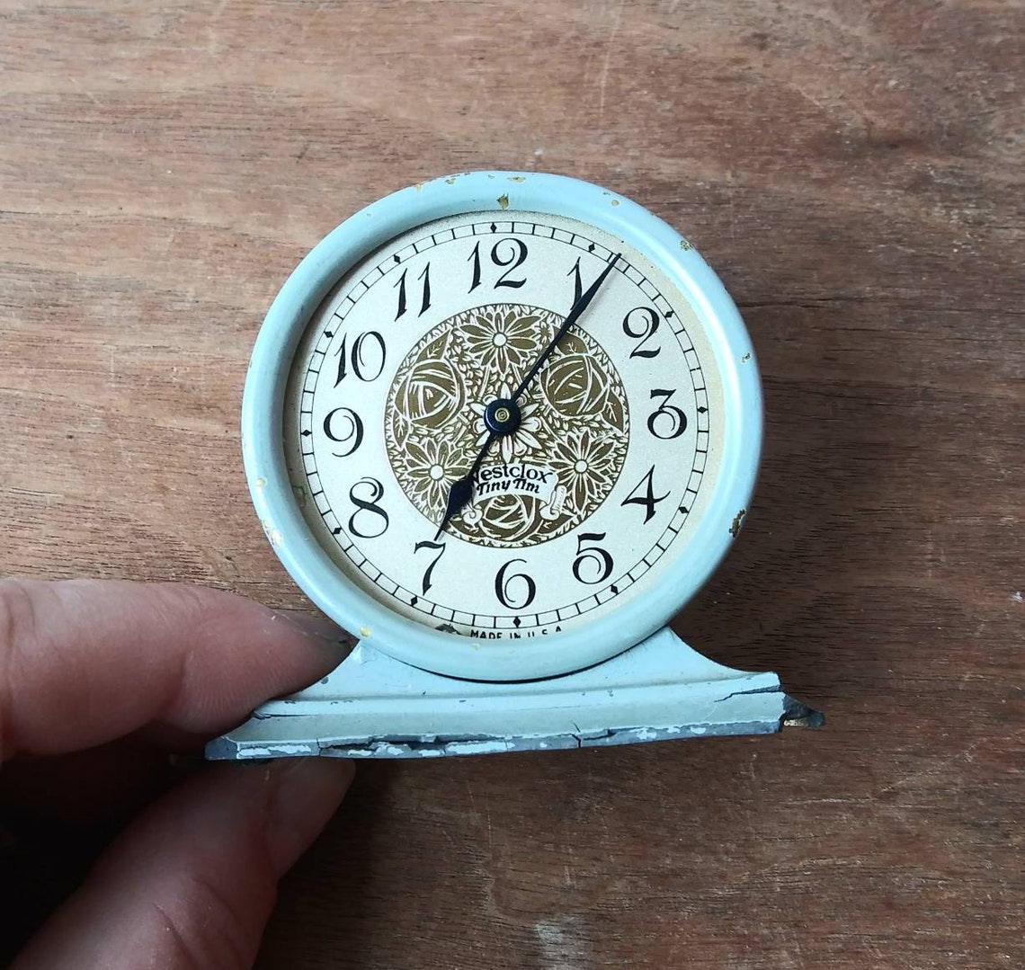 Antique 1927 Westclox Tiny Tim Clock Powder Aqua Blue 20's | Etsy