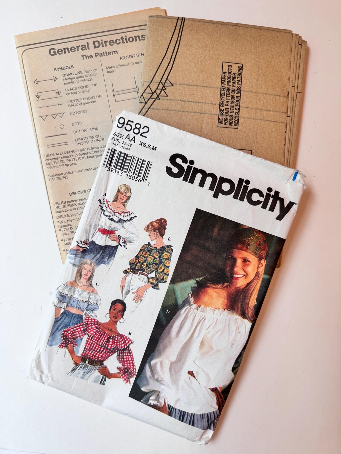 Vintage Pattern 1990s off Shoulder Ruffled Blouse Simplicity 9582 ...