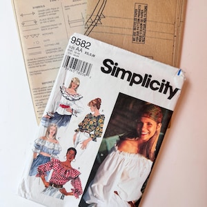 Vintage Pattern 1990s off Shoulder Ruffled Blouse Simplicity 9582 ...