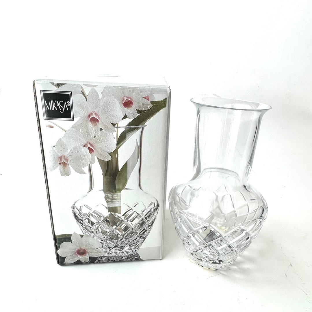 Mikasa Crystal Vase Coventry Criss Cross Cut Pattern Original Box 5.5 ...