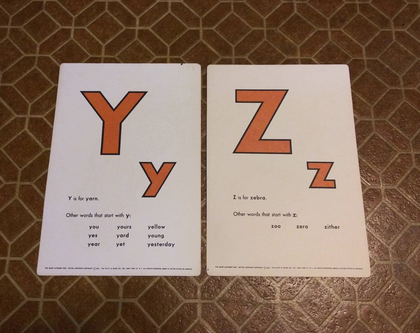 PICK FROM A-Z Giant Alphabet Flash Cards W Letter Words - Etsy