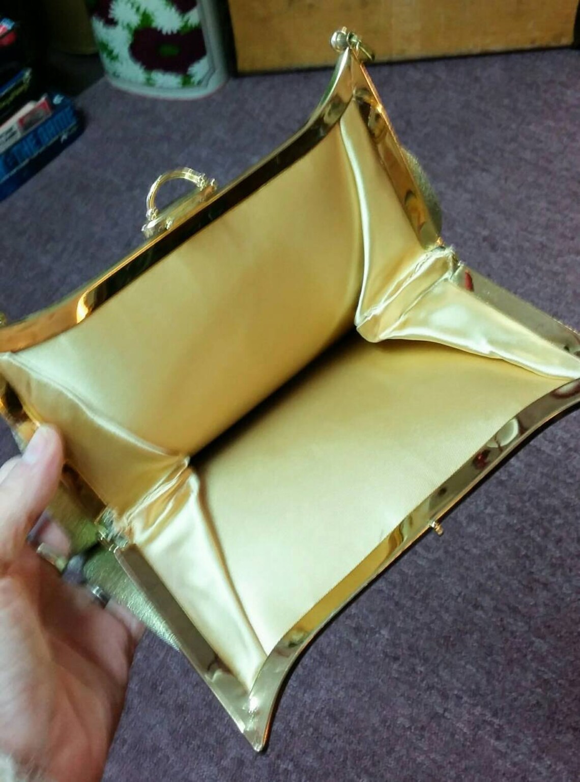 Vintage Purse Metallic Gold Glitter Sparkle and Gold Chain - Etsy