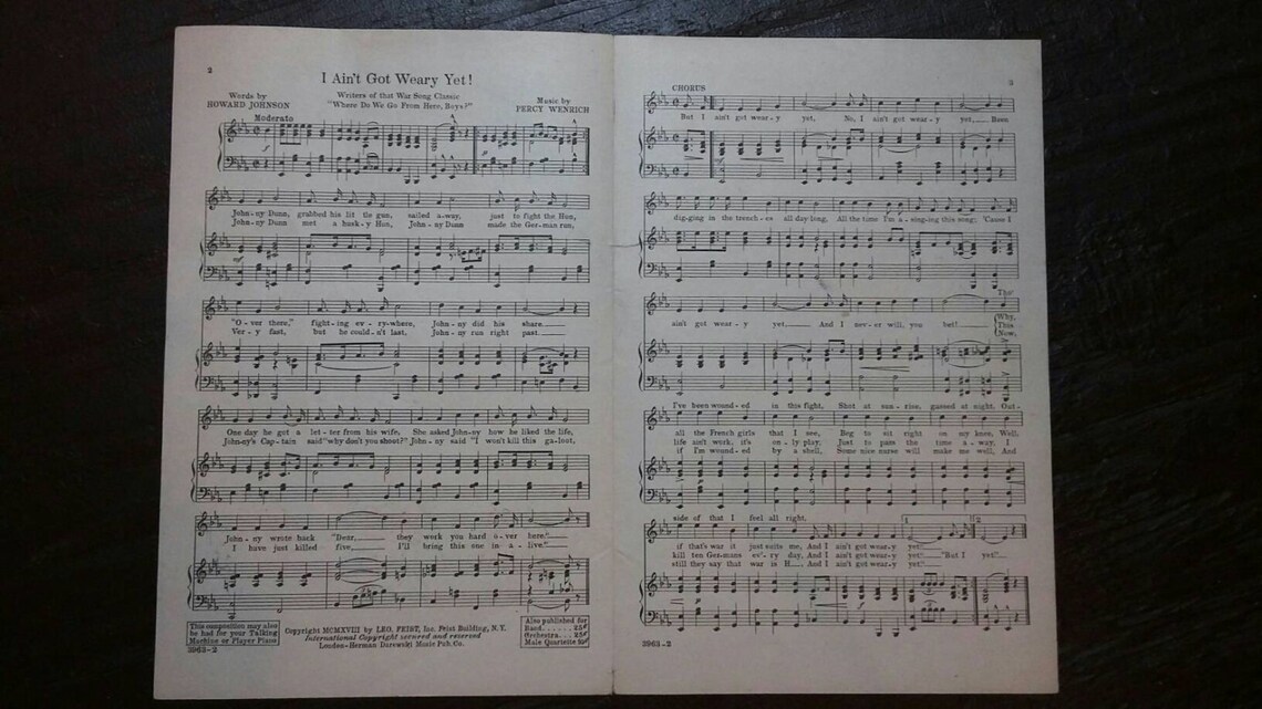 Vintage Sheet Music Patriotic War Edition WWI 1918 I Ain't - Etsy