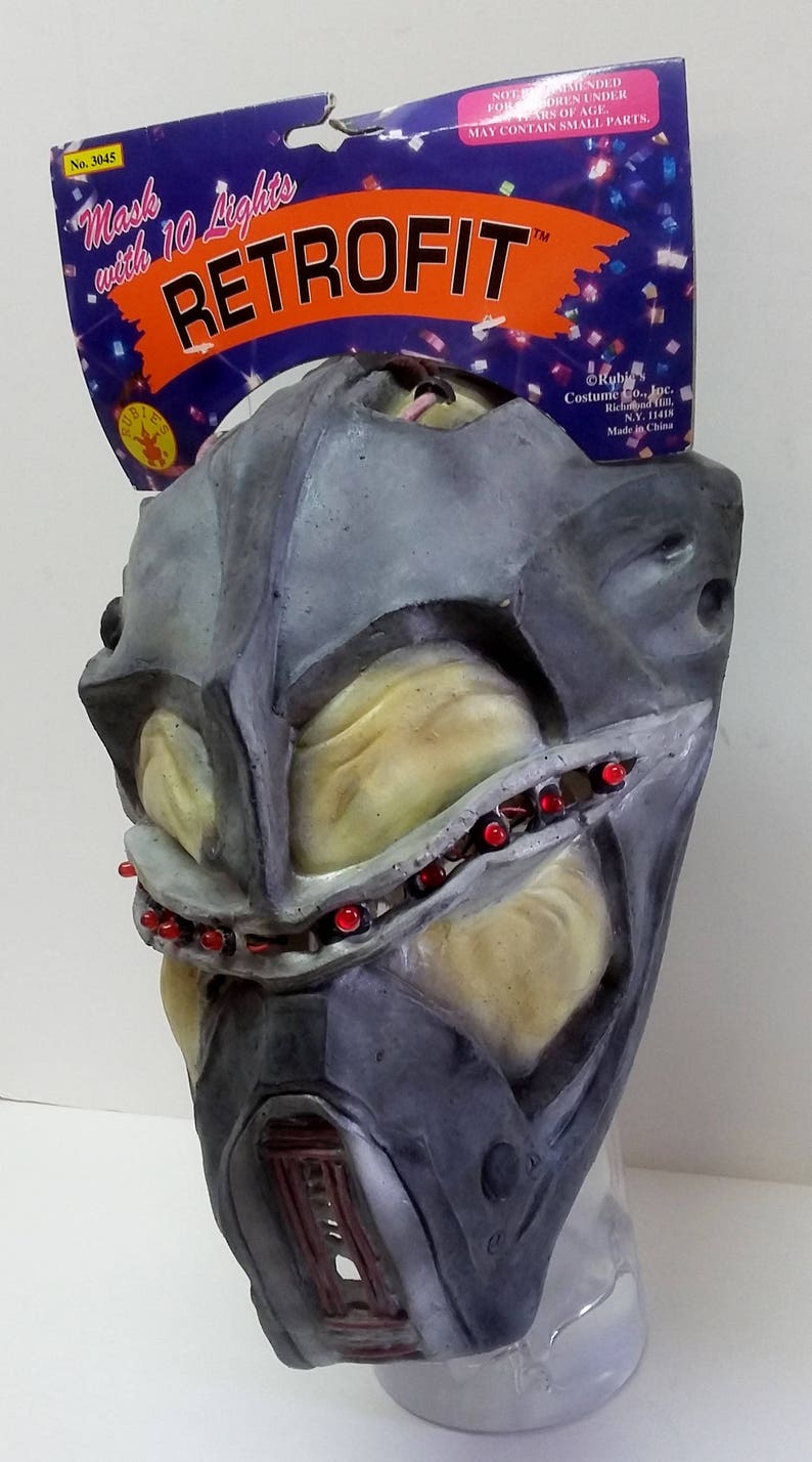 Vintage Halloween Mask Light up Cyborg Alien Commander | Etsy