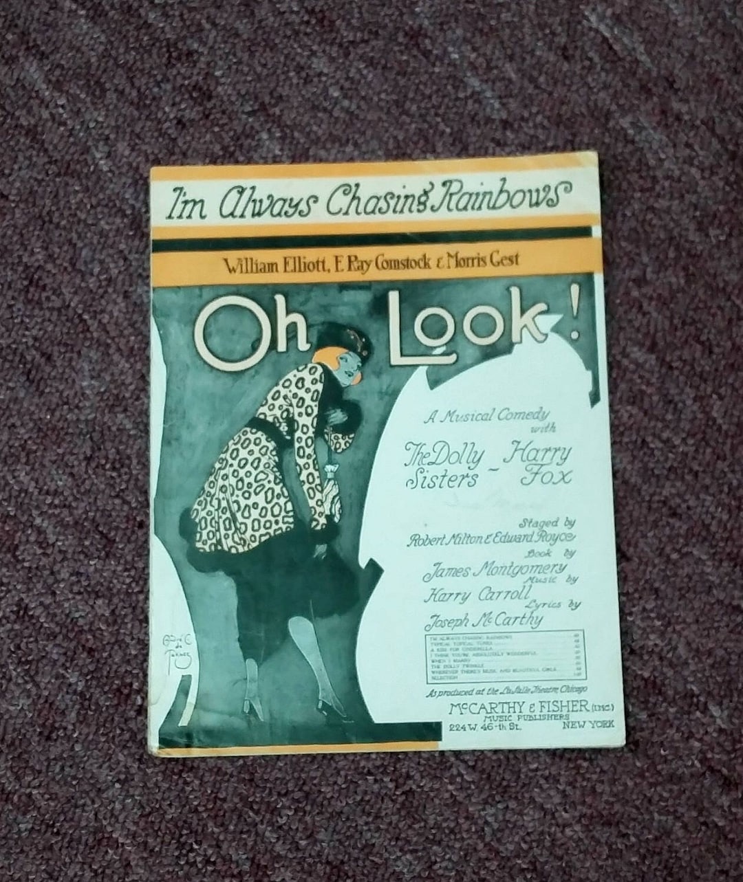 Vintage 1918 "i'm Always Chasing Rainbows" Sheet Music, Leopard Print ...