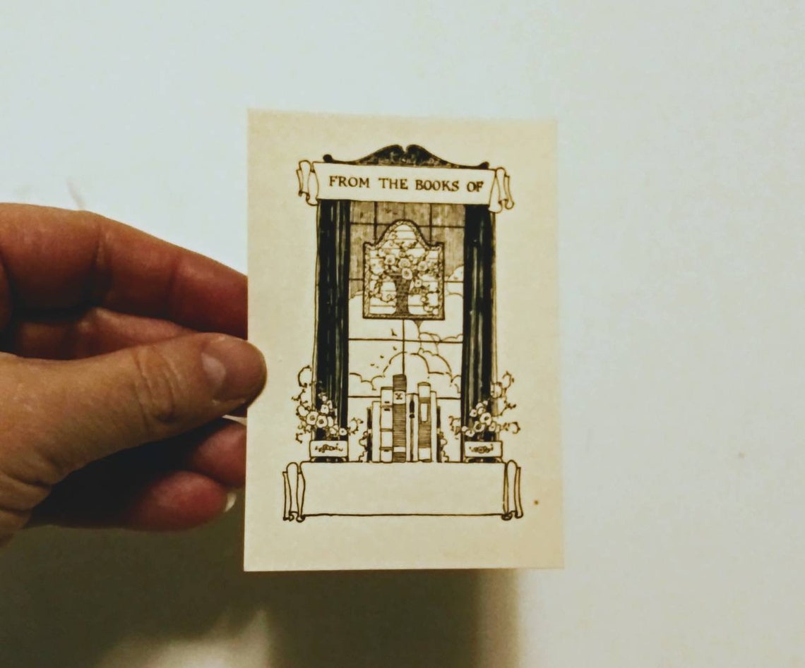 Antique Ex Libris Book Plates Art Deco Library Stack 20's | Etsy