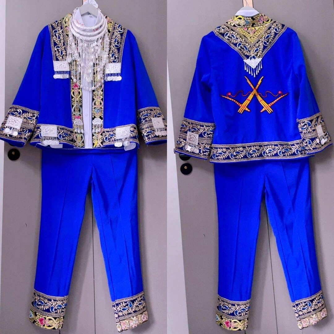 Handmade Hmong Men’s Outfit | Tribal Embroidered Jacket and Pants ...