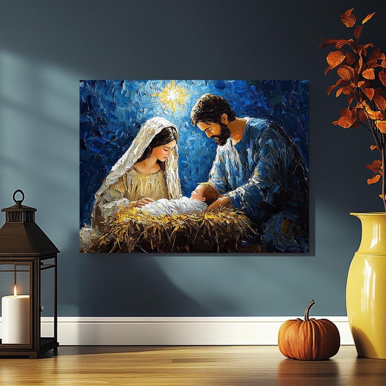 Holy Family Canvas: Nativity Scene, Christmas Wall Art - Etsy