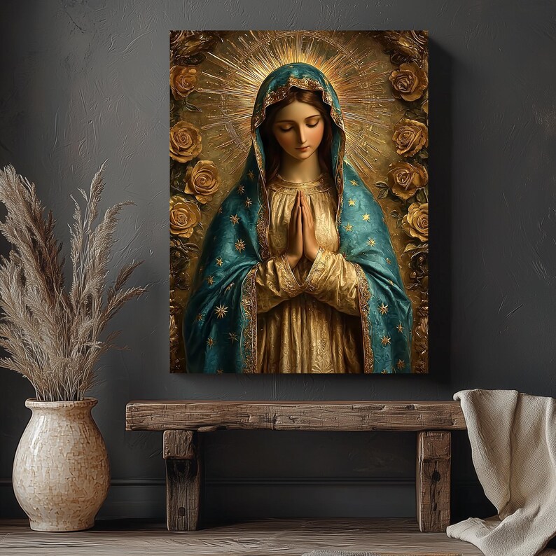 Virgin Mary Canvas Print | Catholic Religious Art - Etsy