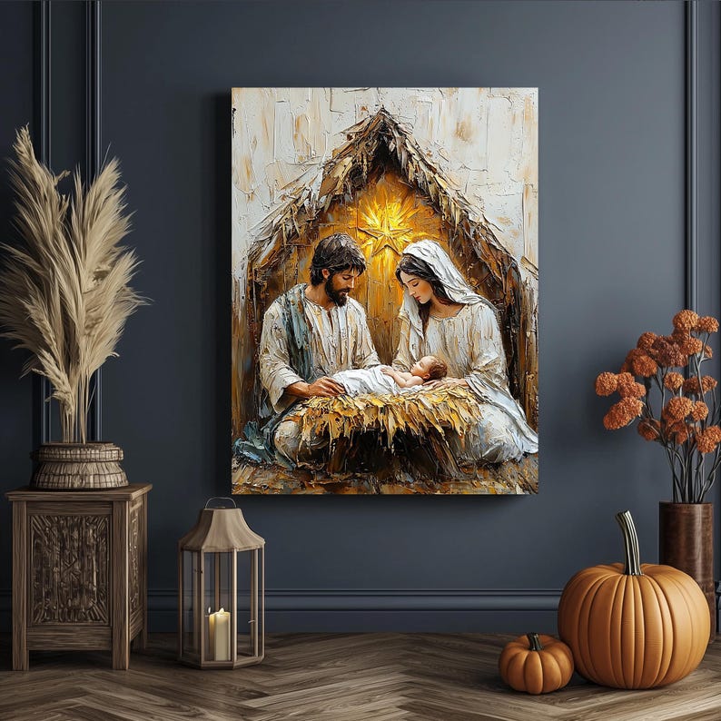 Nativity Star Canvas: Holy Family Christmas Wall Art - Etsy