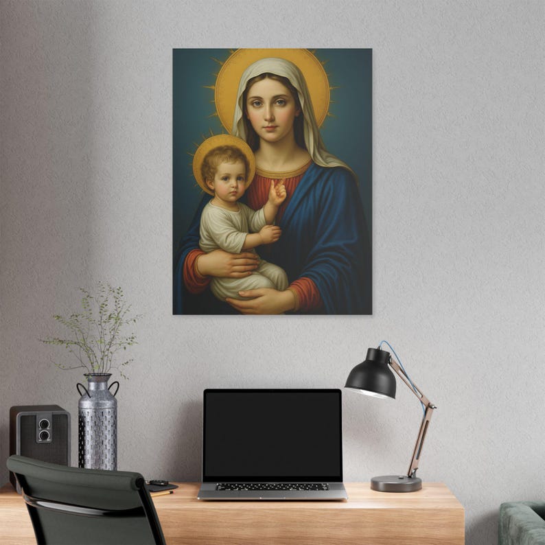 Virgin Mary and Child Jesus Icon – Catholic Christian Wall Art, Madonna ...