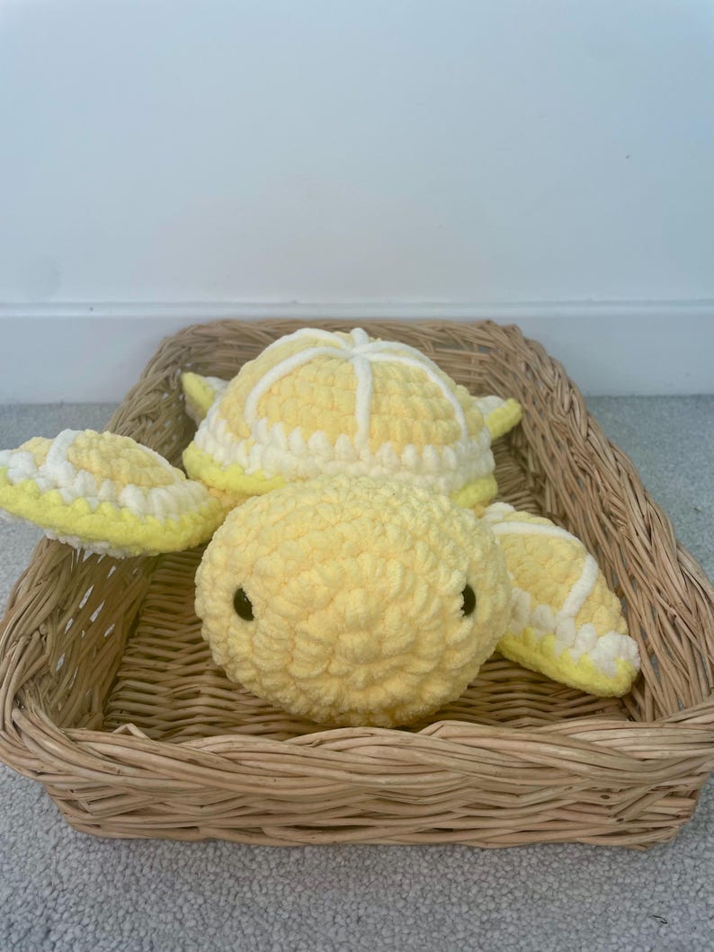 Lemon Crochet Turtle, Handmade Plush Toy, Yellow Amigurumi Turtle, Soft ...