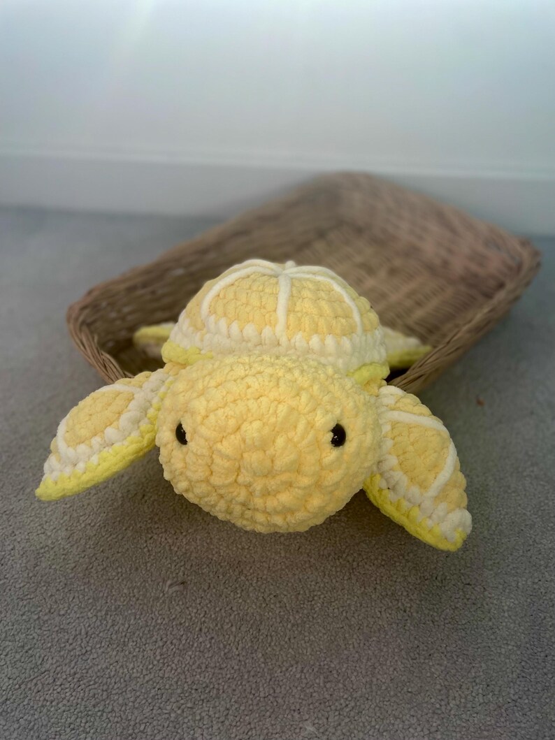 Lemon Crochet Turtle, Handmade Plush Toy, Yellow Amigurumi Turtle, Soft ...