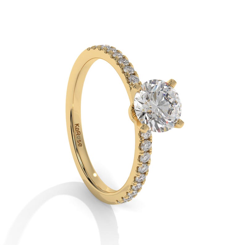 Anillo de compromiso con diamante de talla redonda de 1 ct, solitario ...