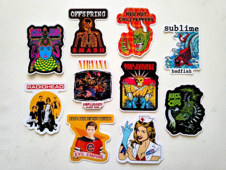 90's Alternative Sticker Pack (10 Stickers) SET 17 Vinyl Decals Grunge ...