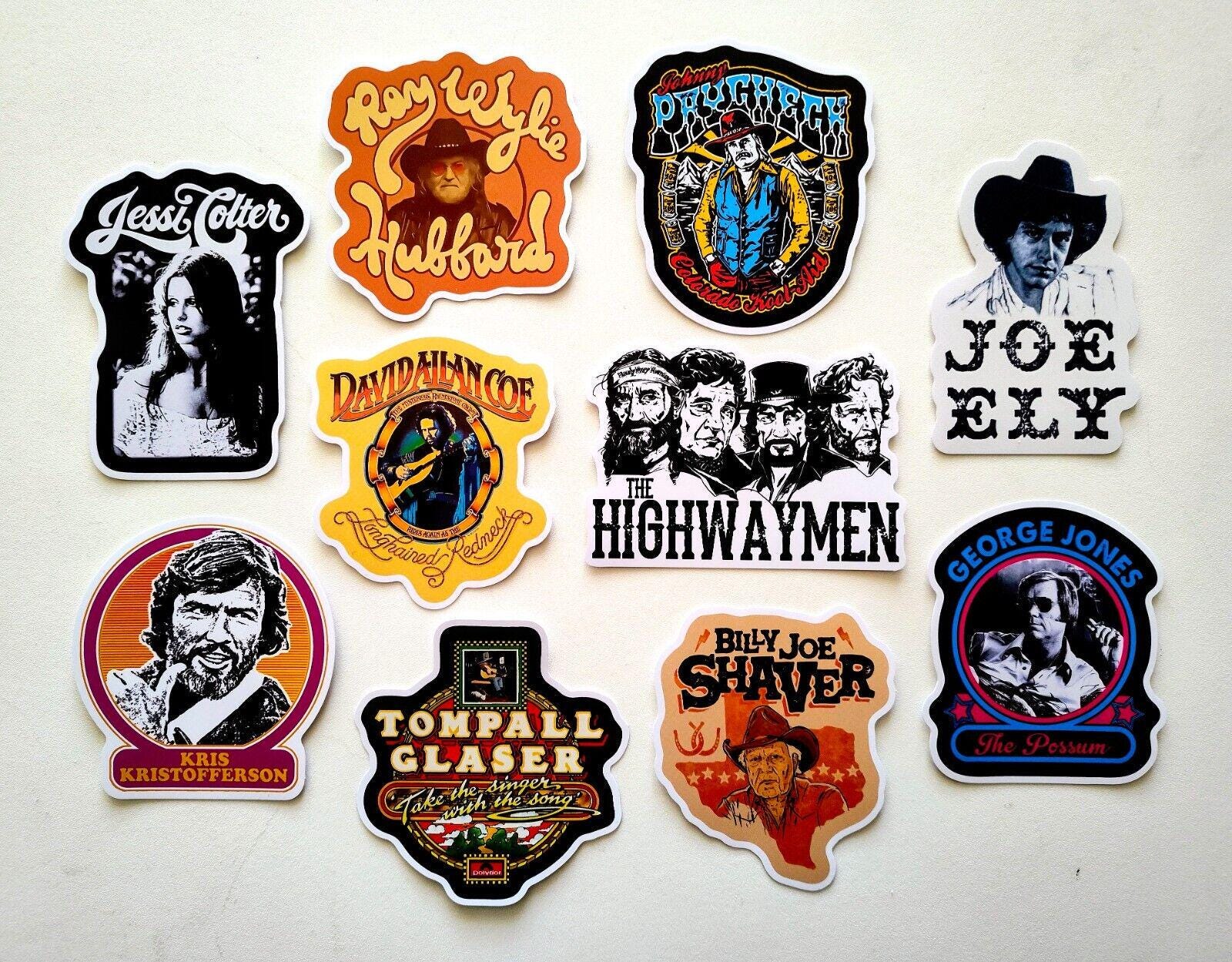 Outlaw Country / Classic Country Sticker Pack (10 Stickers) SET 2 Vinyl ...