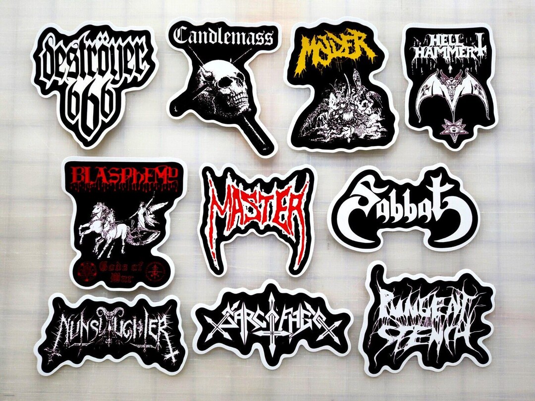 Death Metal Sticker Pack (10 Stickers) Set 4 Vinyl Decals Black Slam ...