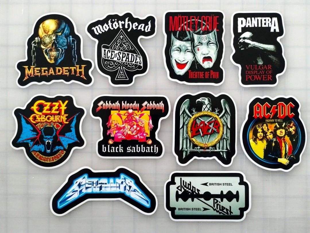 Metal / Hard Rock Sticker Pack (10 Stickers) SET 4 Vinyl Decals Classic ...