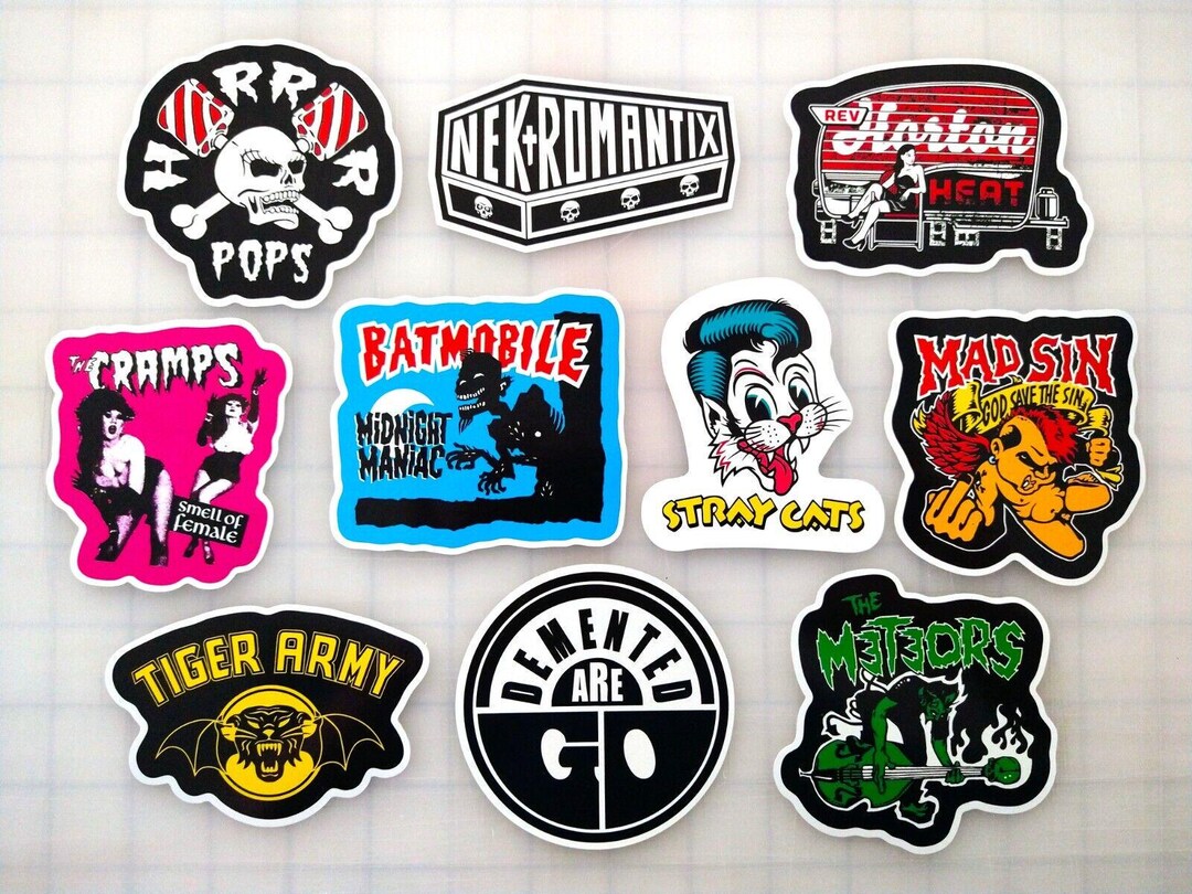 Rockabilly / Psychobilly Sticker Pack (10 Stickers) SET 1 Vinyl Decals Cowpunk Pinup Girl Hot ...