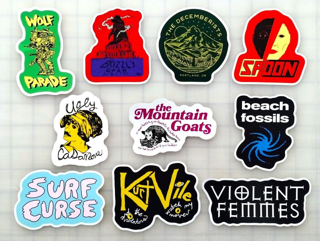 Indie Rock Sticker Pack (10 Stickers) Set 6 Vinyl Decals Emo Punk Band ...