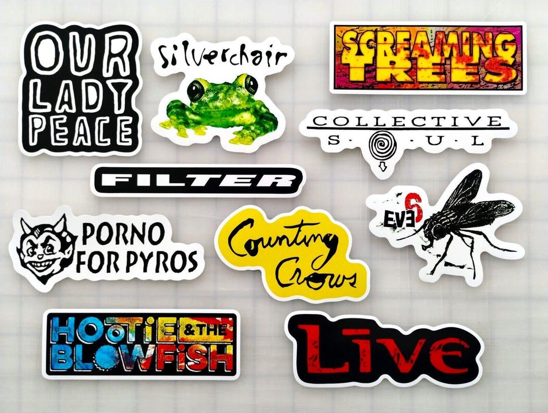 90's Alternative Sticker Pack (10 Stickers) SET 7 Vinyl Decals Grunge ...