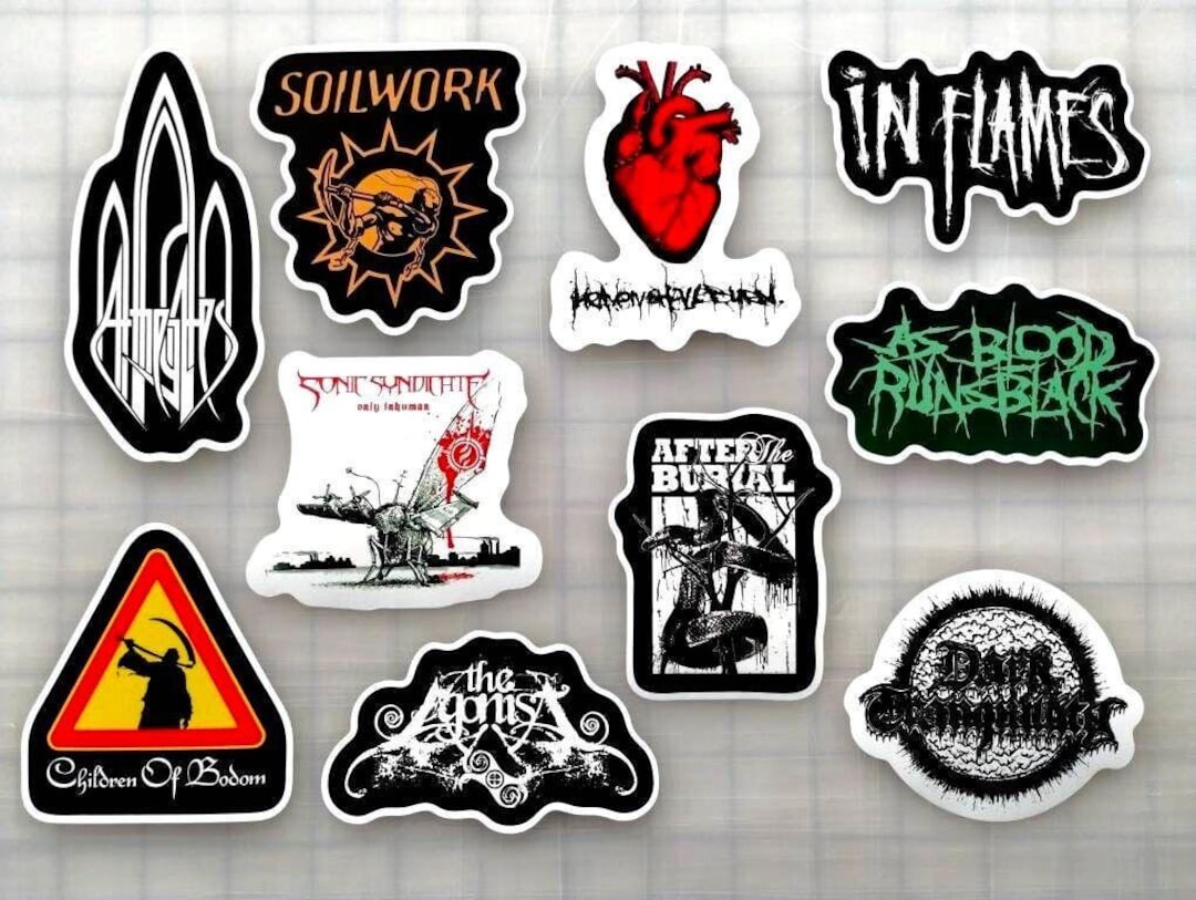 Death Metal Sticker Pack (10 Stickers) Set 5 Vinyl Decals Black Slam ...