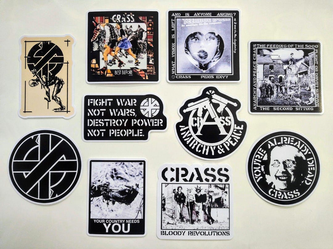 Crass Band Sticker Pack (10 Stickers) Anarcho Crust Punk Rock Vegan ...