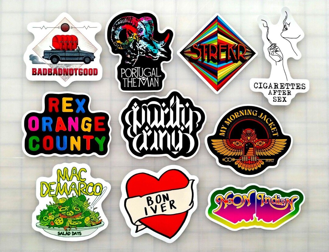 Indie Rock Sticker Pack (10 Stickers) Set 4 Vinyl Decals Emo Punk Band ...