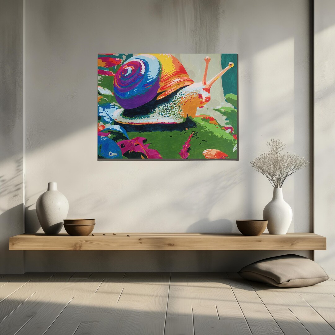 Hand-painted Snail Wall Art Cute Animal Drawing Vibrant Snail Shell ...