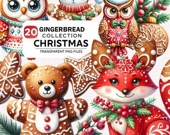 20+ Gingerbread Animals Christmas Clipart Bundle, Watercolor ...