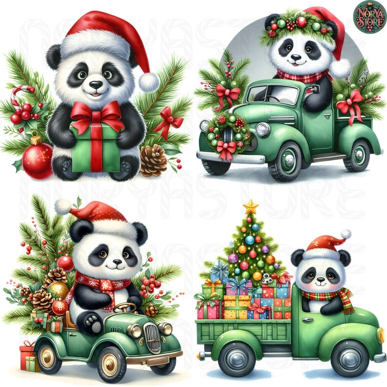 20+ Watercolor Christmas Panda Clipart Bundle, Christmas Bundle Png ...