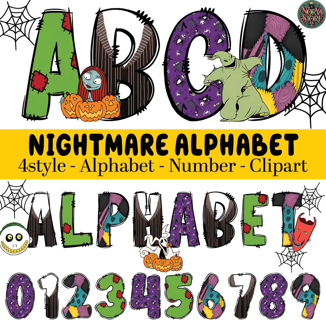 4+ Nightmare Letters Png Bundle, Doodle Alphabet Png, Movie Font Png ...