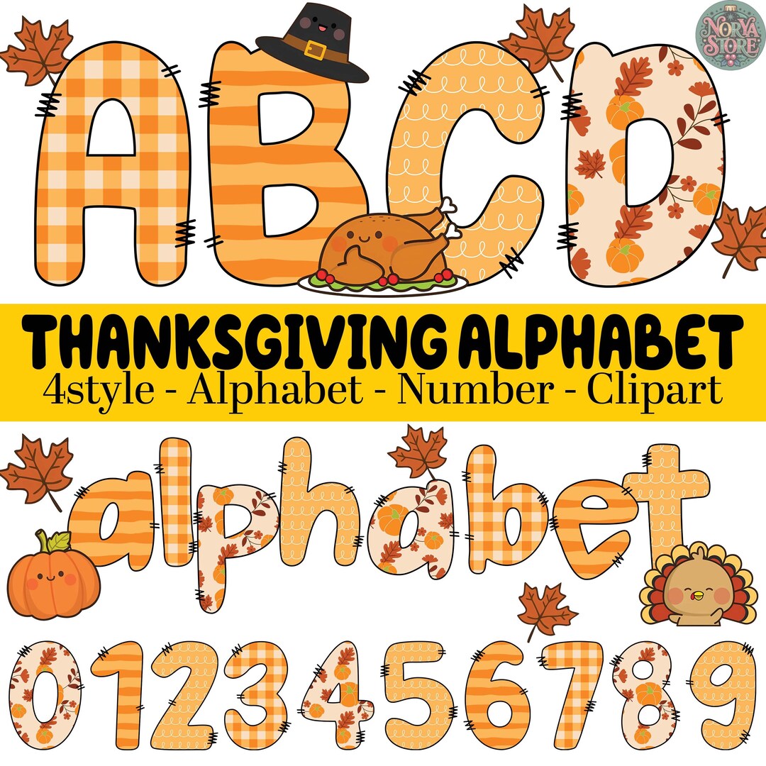 4+ Turkey Alphabet Png Bundle, Fall Letters Png, Preppy Thankful Png ...