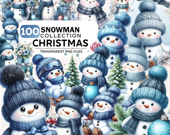 Snowman Png Clipart Bundle, Snowman Clipart Bundle, Winter Clipart Set ...