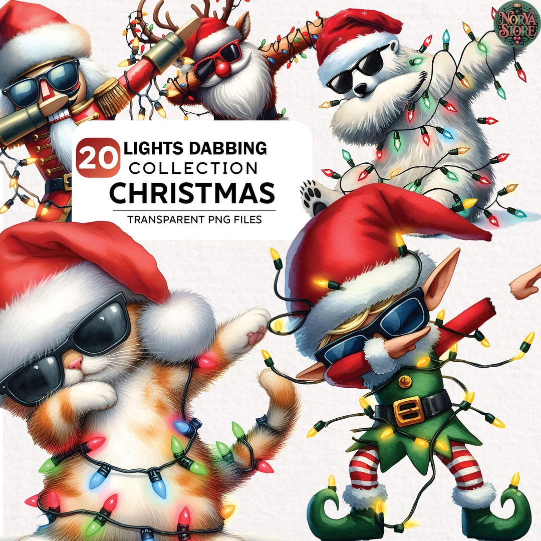 20+ Watercolor Christmas Lights Dabbing Clipart Bundle, Xmas Bundle Png ...