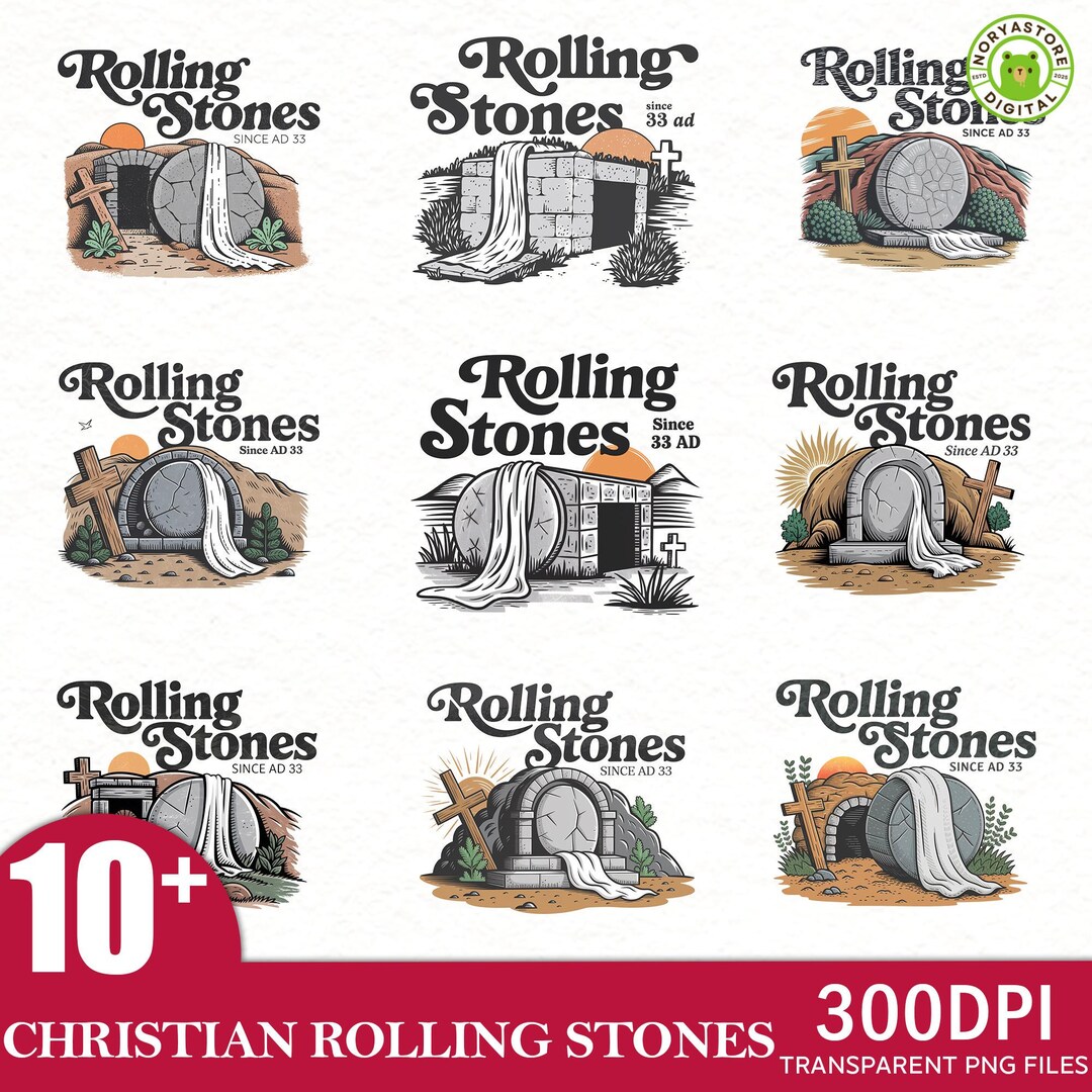 10+ Christian Rolling Stones PNG; Christian Easter Png Bundle; He is ...