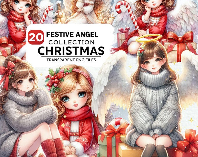 Christmas Angel Clipart Bundle, Holiday Angels Digital Art, Angel ...