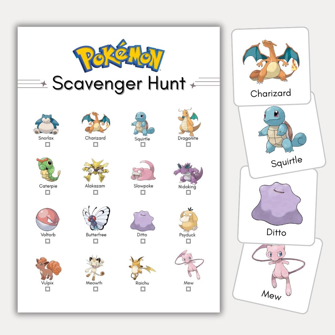 Pokemon Scavenger Hunt Printable for Kids Fun Family Party Activity ...