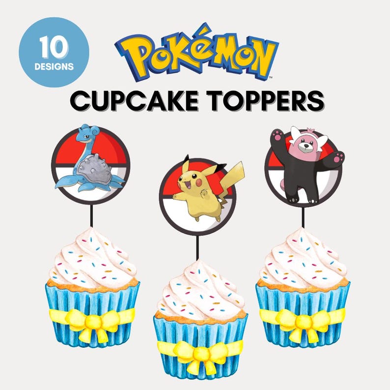 Pokemon Party Cupcake Topper Printable, Kids Birthday Decor, Instant ...